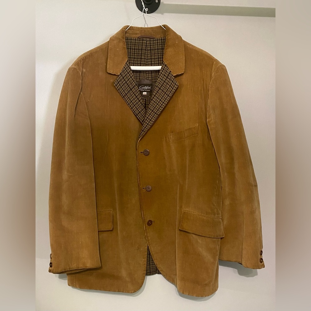 Vintage Cortefiel Mens Tan Corduroy Long Sleeve Suit … - Gem
